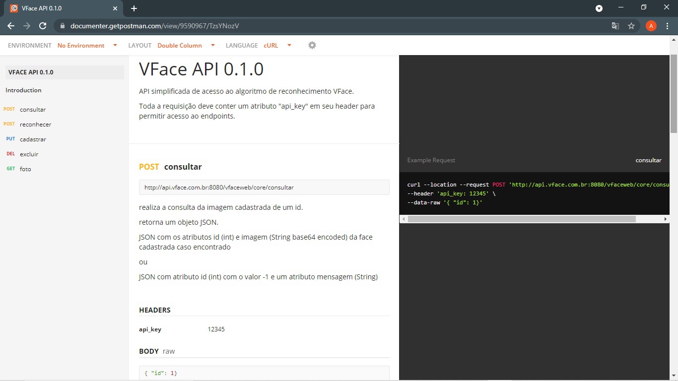 VFace API – VFace – Reconhecimento de pessoas pela biometria facial